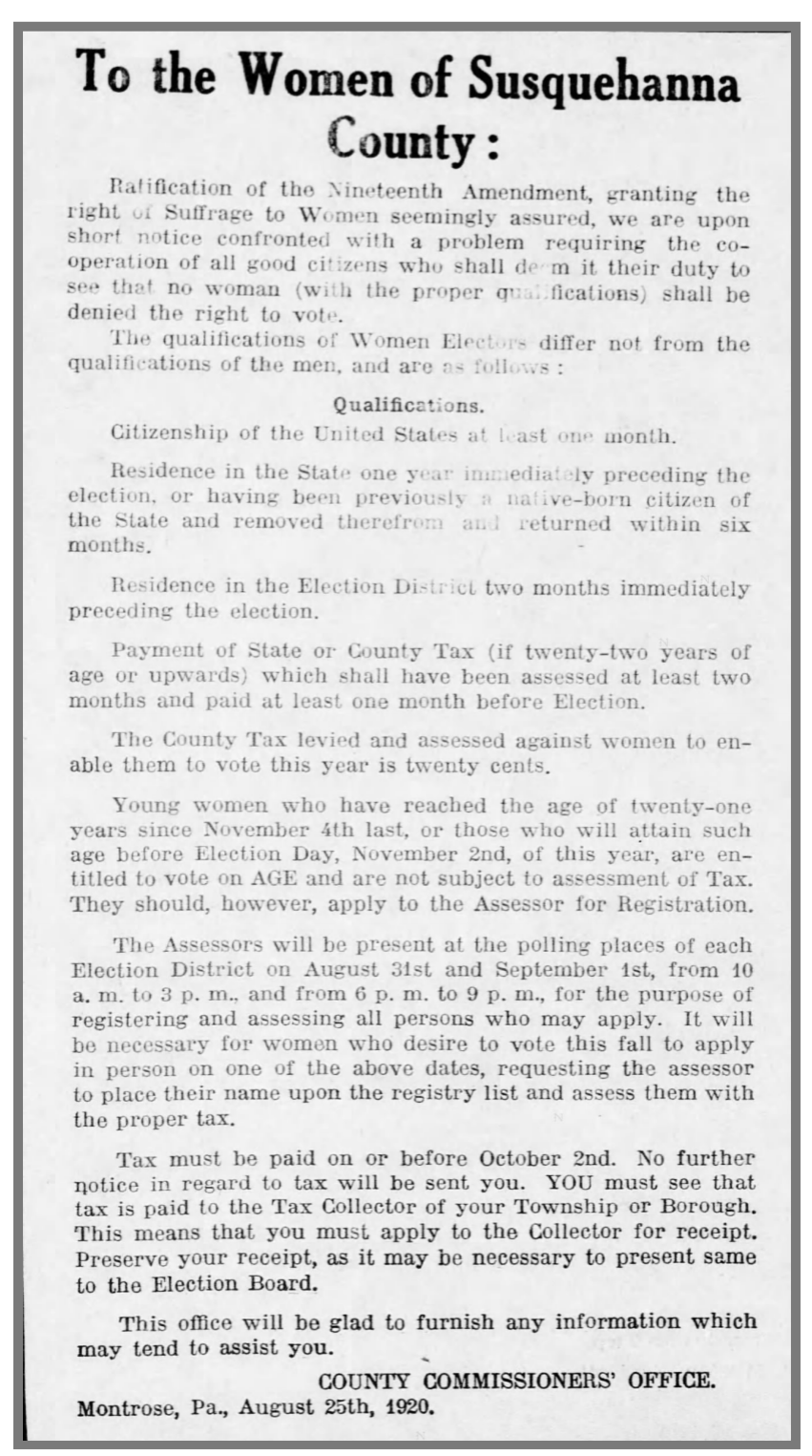 100th Anniversary: 19th Amendment becomes law - Susquehanna Independent