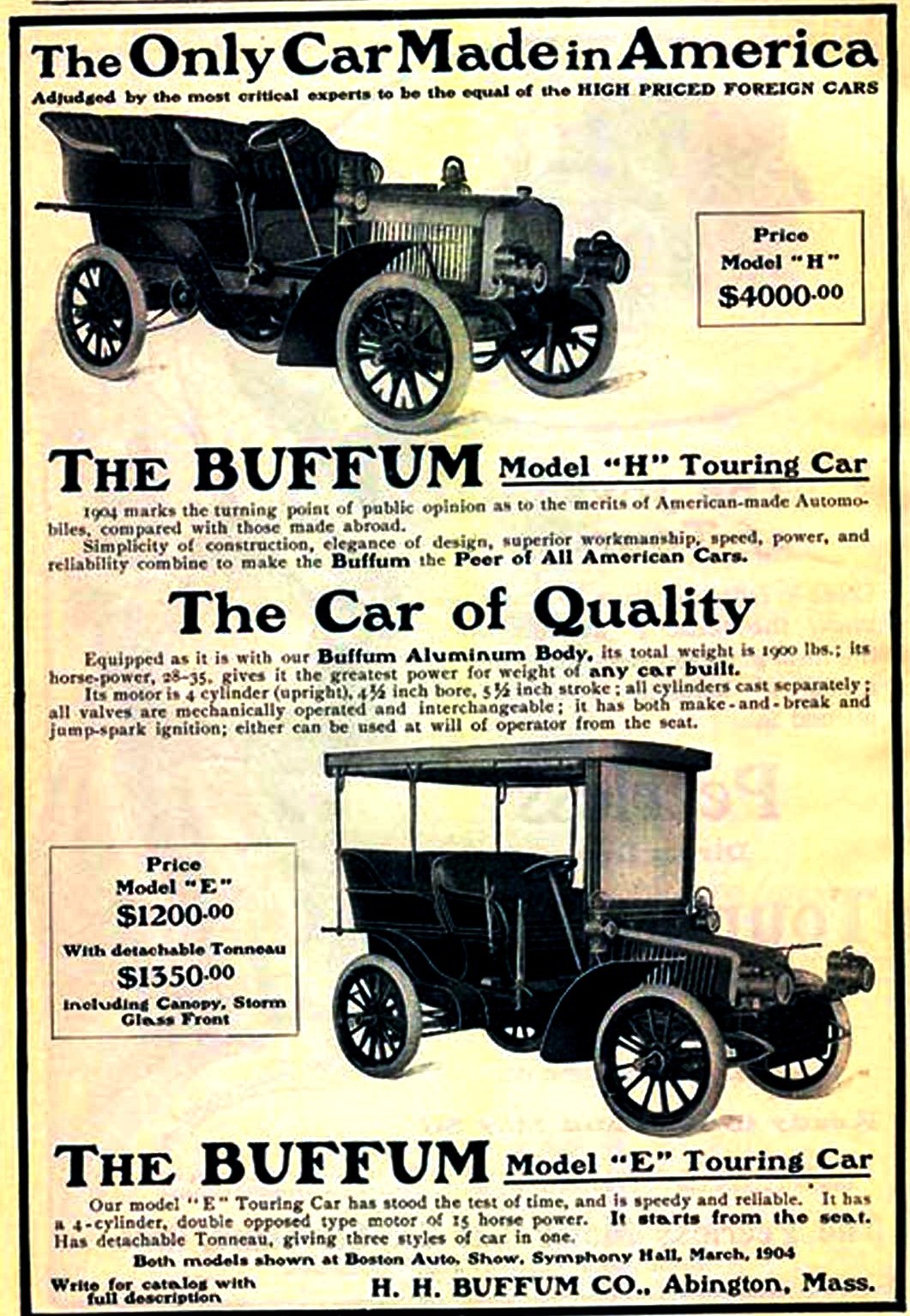 Collector Car Corner - 1904 Buffum: a first generation 4-cylinder ...