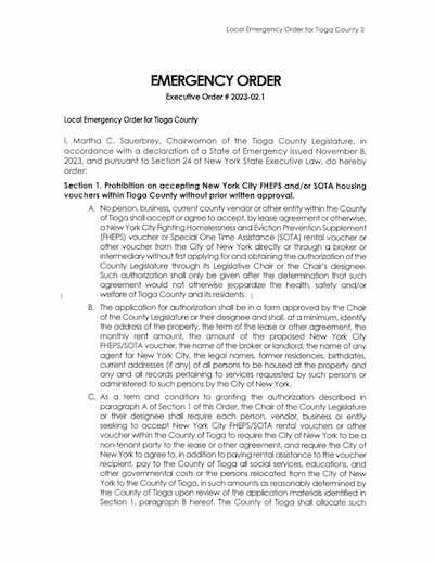 Tioga County declares a new State Of Emergency prohibiting use of NYC ...